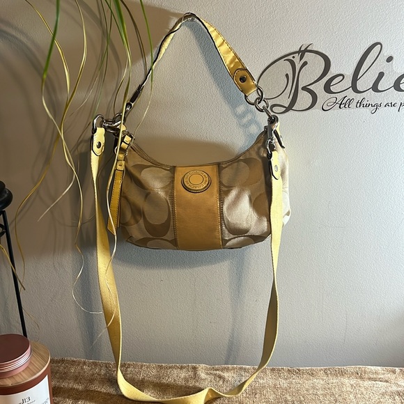 Coach | Bags | Coach F9218 Signature Stripe Yellowgold Demi Small ...